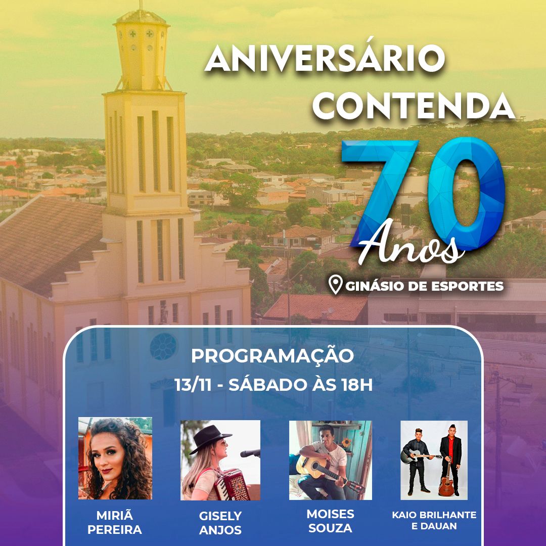 Contenda completa 70 anos no domingo (14) - Prefeitura Municipal de ...